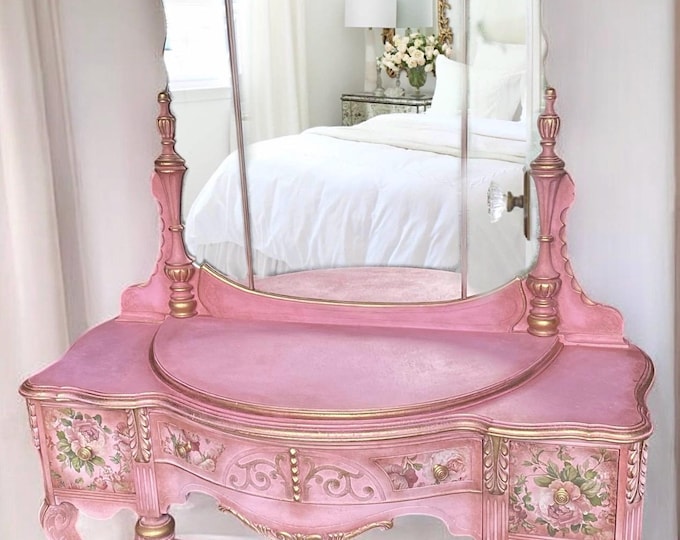 Gorgeous Pink Vanity With Bench - Etsy