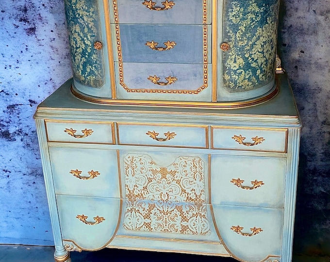 New*** Vintage Dresser/tallboy/painted/refinished/green/victorian ...