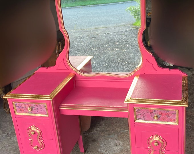 Hot Pink and Gold Vanity - Etsy