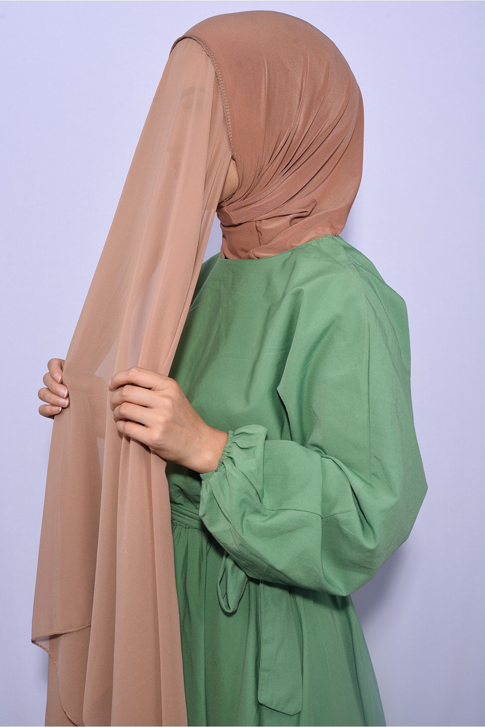 Chiffon Shawl With Neck Bonnet Hijab Islamic Clothing Turkish Dresses ...