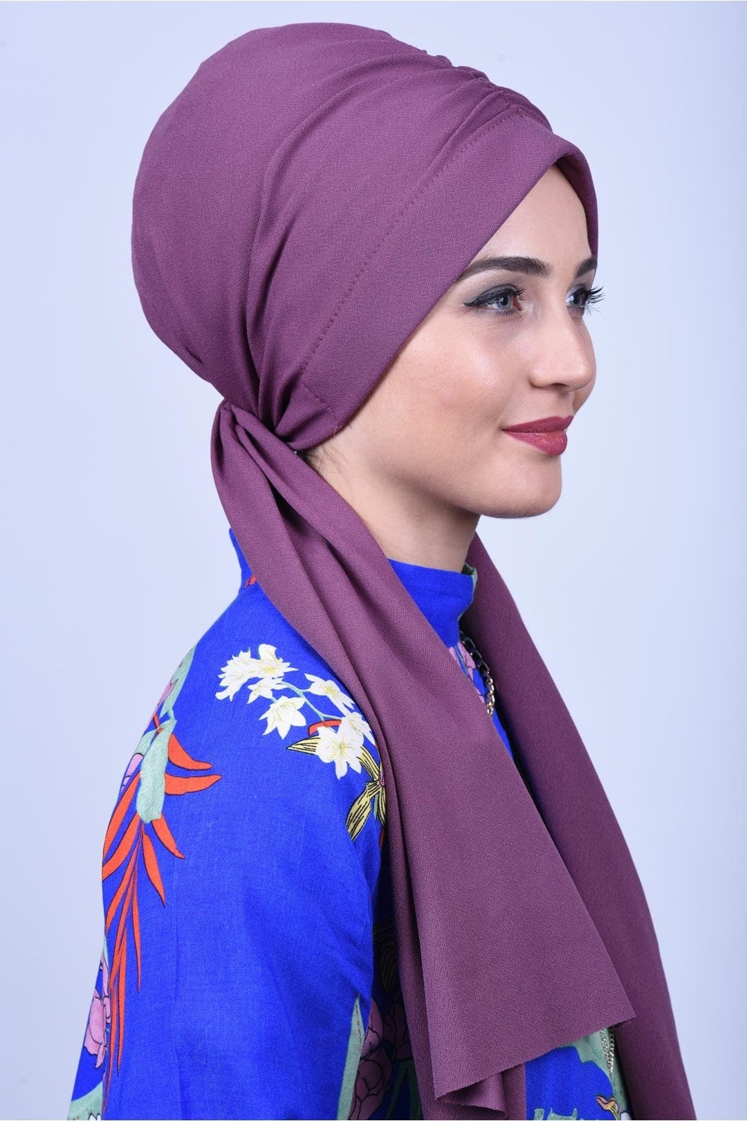 Shirred Tie Bonnet Shawls Scarves Hijab Islamic Clothing Turkish ...