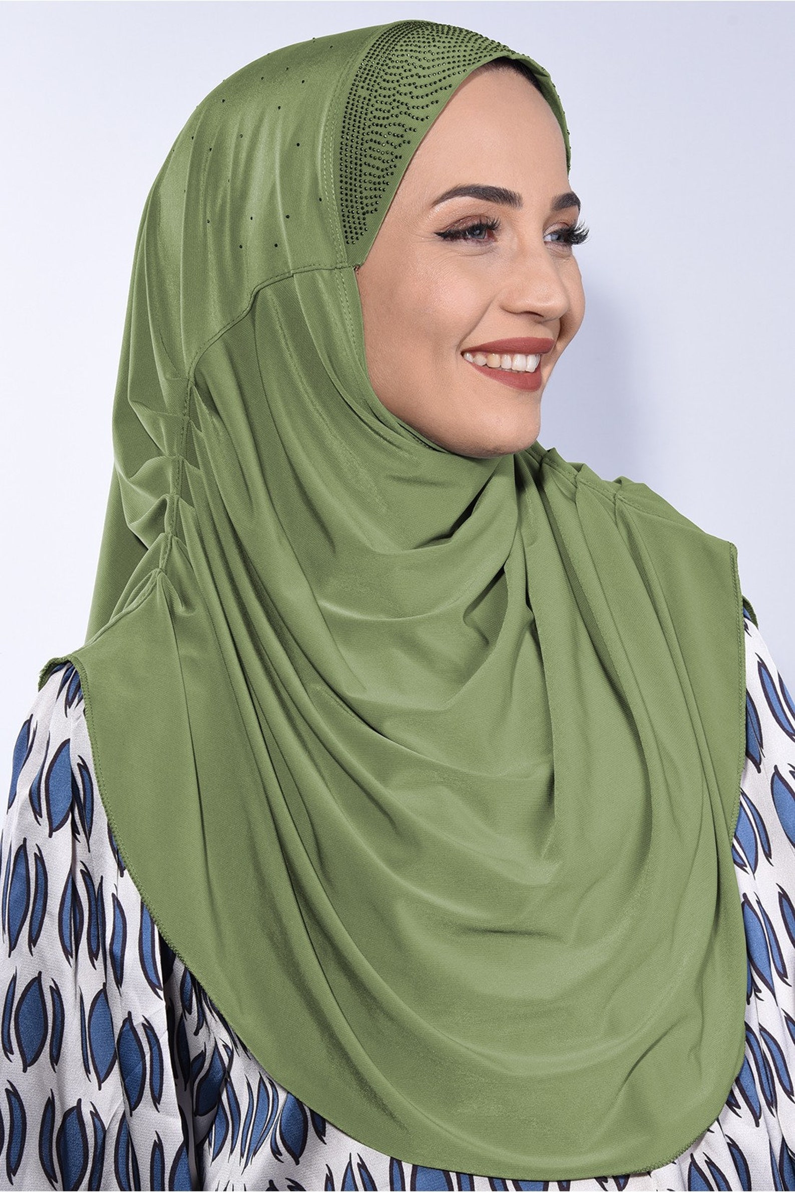 Stone Pleated Hijab Islamic Clothing Turkish Dresses Modest Fashion ...