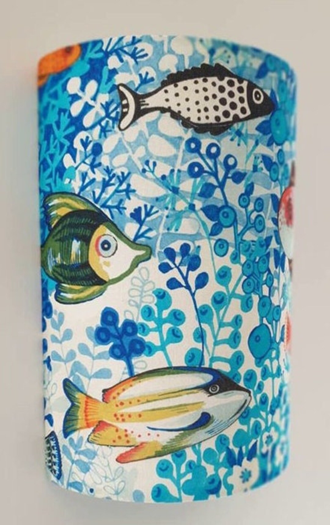 Half Rigid Cylinder Lampshade With Fish Print - Etsy