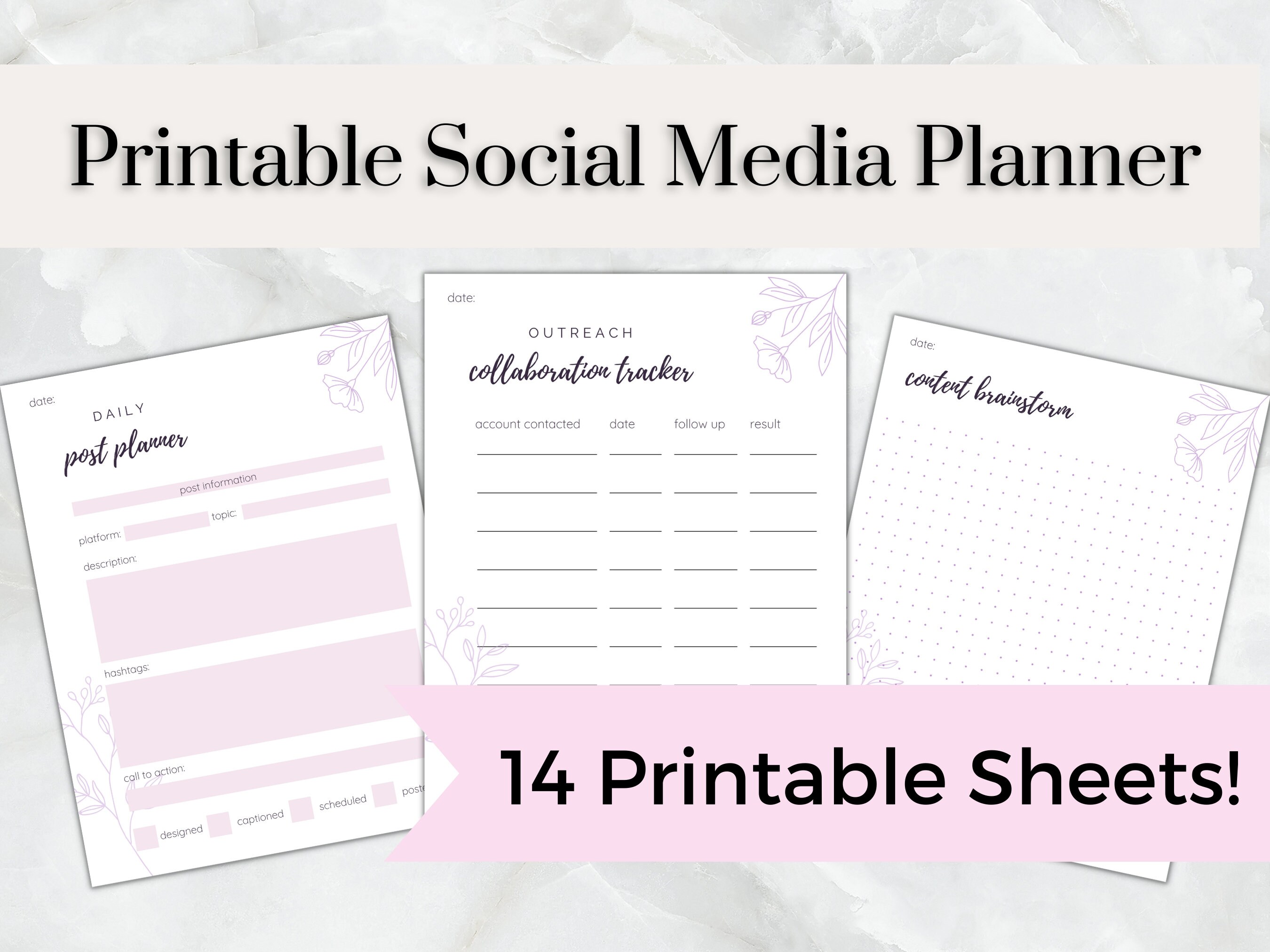 Social Media Printable Planner - Tracker for Social Media - Instagram ...