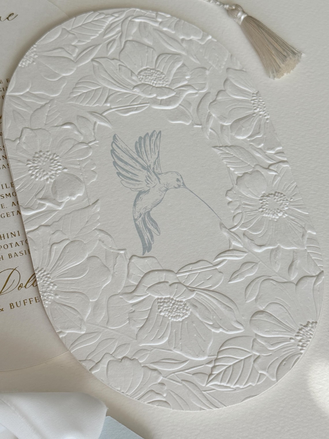 Elegant Embossed Floral Wedding Menu | Double-sided Handmade Paper Menu ...