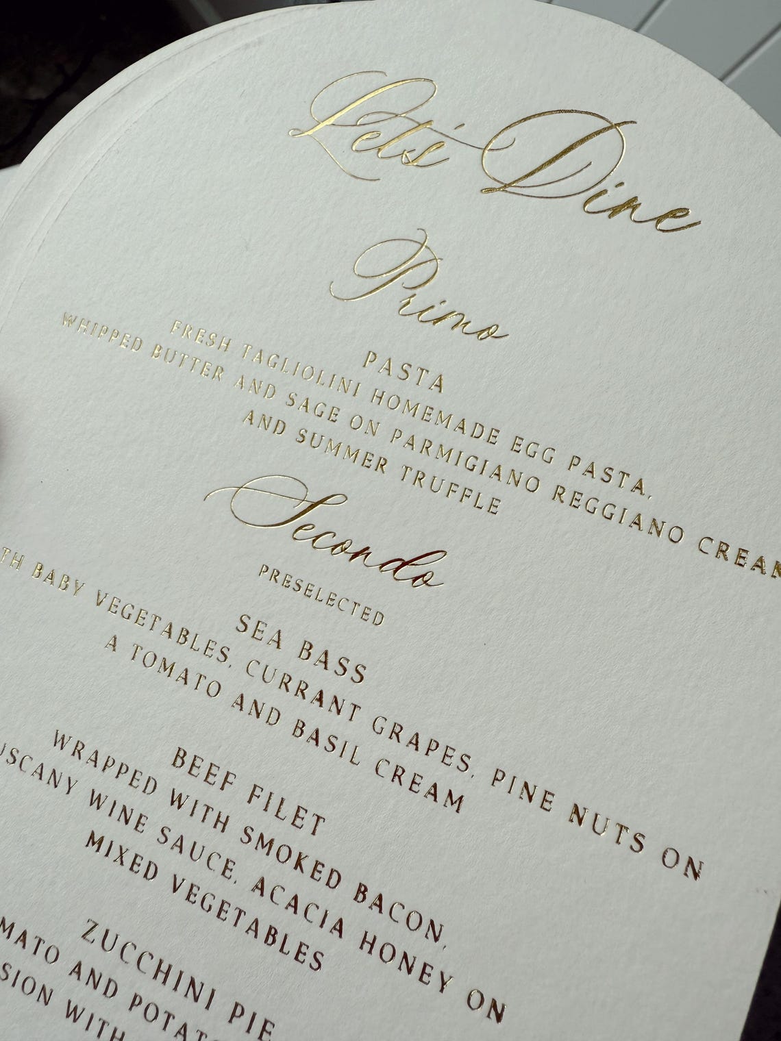 Elegant Embossed Floral Wedding Menu | Double-sided Handmade Paper Menu ...
