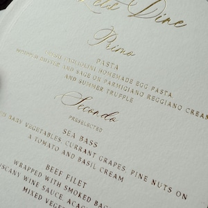 Elegant Embossed Floral Wedding Menu | Double-sided Handmade Paper Menu ...