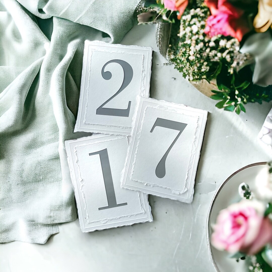 Wedding Table Numbers - Hand-torn Deckled Table Numbers on Cotton Paper ...