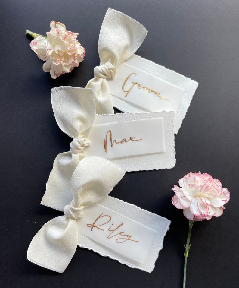 Hand Lettered Place Cards With Ribbon Handwritten - Etsy