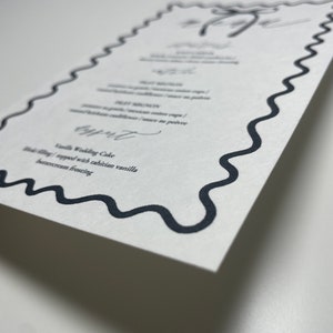 Wavy Menu Card Template, Wedding/bridal Shower Menu, Printable, Digital ...