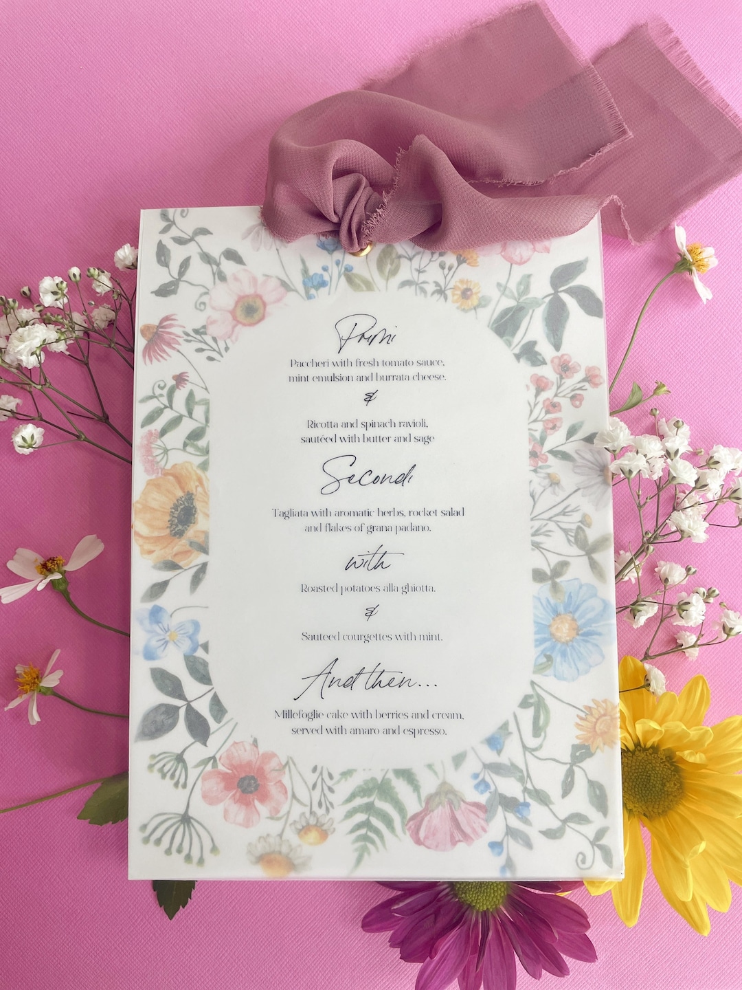 Wedding Menu Cards With Flowers | Flowers Menu Card | Calligraphy Menu ...