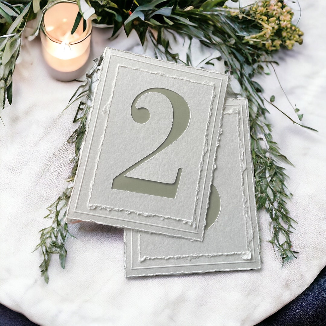 Wedding Table Numbers Hand-torn Deckled Table Numbers on Cotton Paper ...