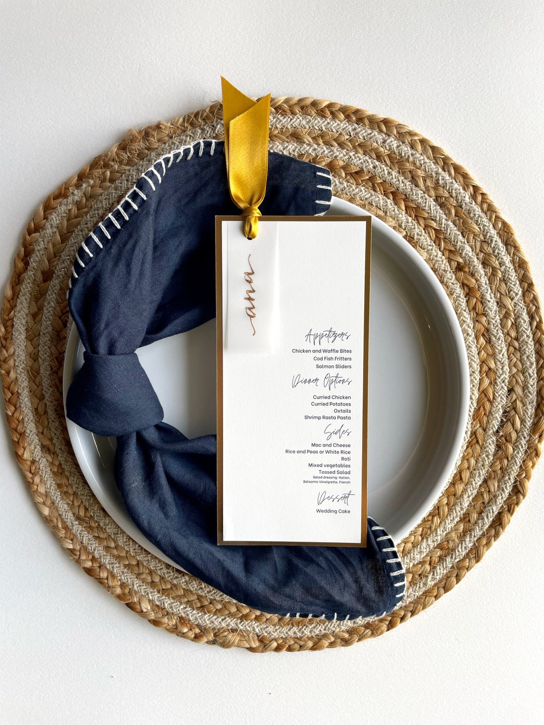 Wedding Menu Cards With Gold Paper Menu Card With Place Card ...