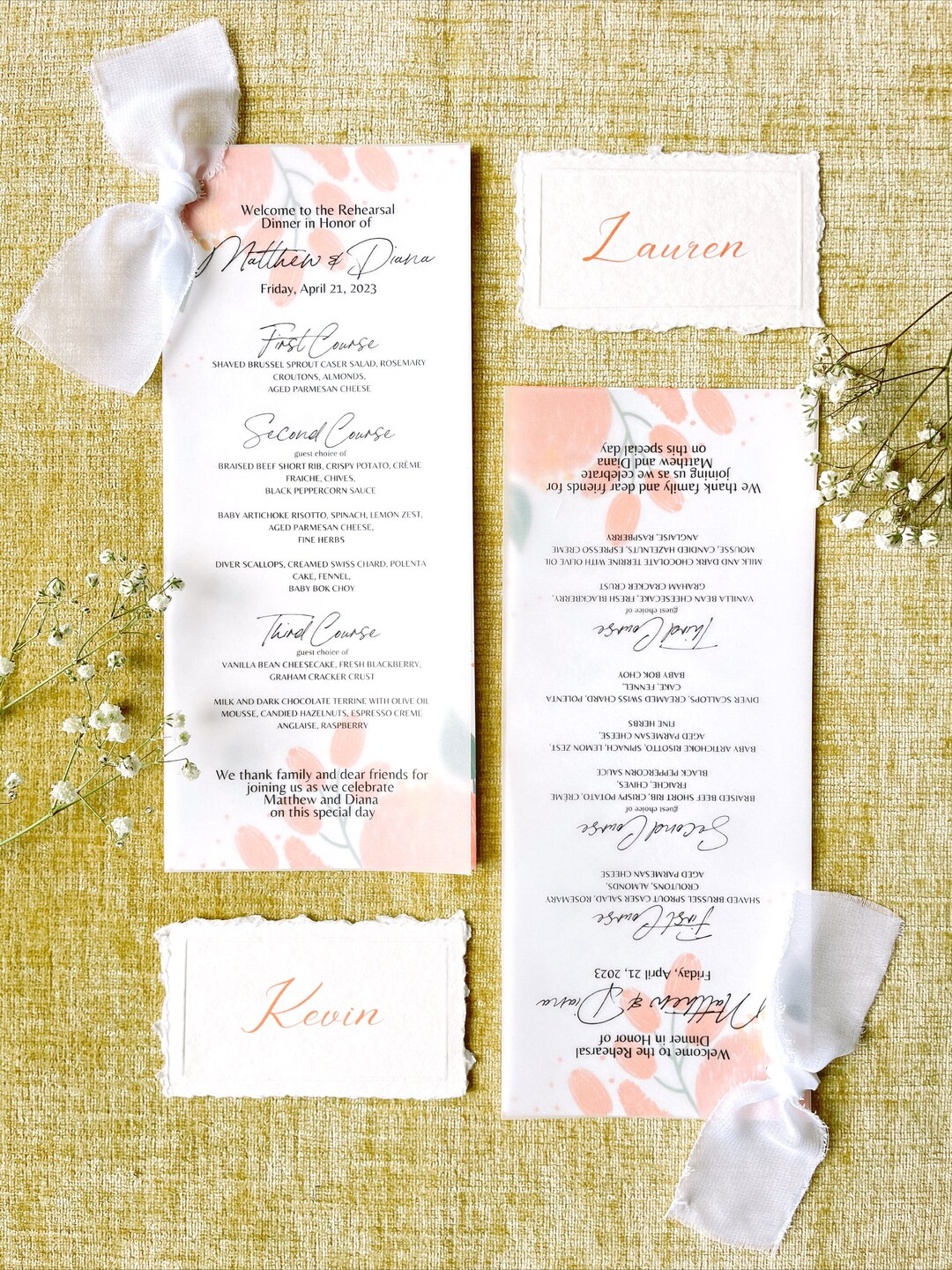 Wedding Menu Cards With Illustration Custom Menu Card Menu Card With ...