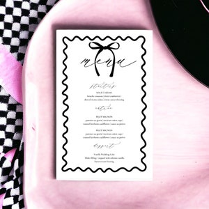 Wavy Menu Card Template, Wedding/bridal Shower Menu, Printable, Digital ...