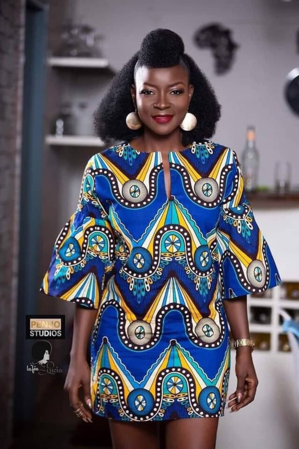 African Print Fit and Flare Dress, Traditional Reception Gown - Etsy