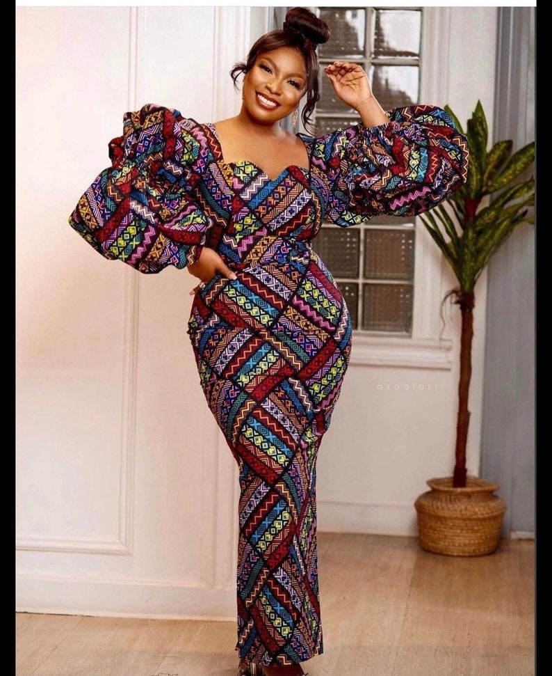 Floral Print African Gown, Fit and Flare, Traditional Wear - Etsy