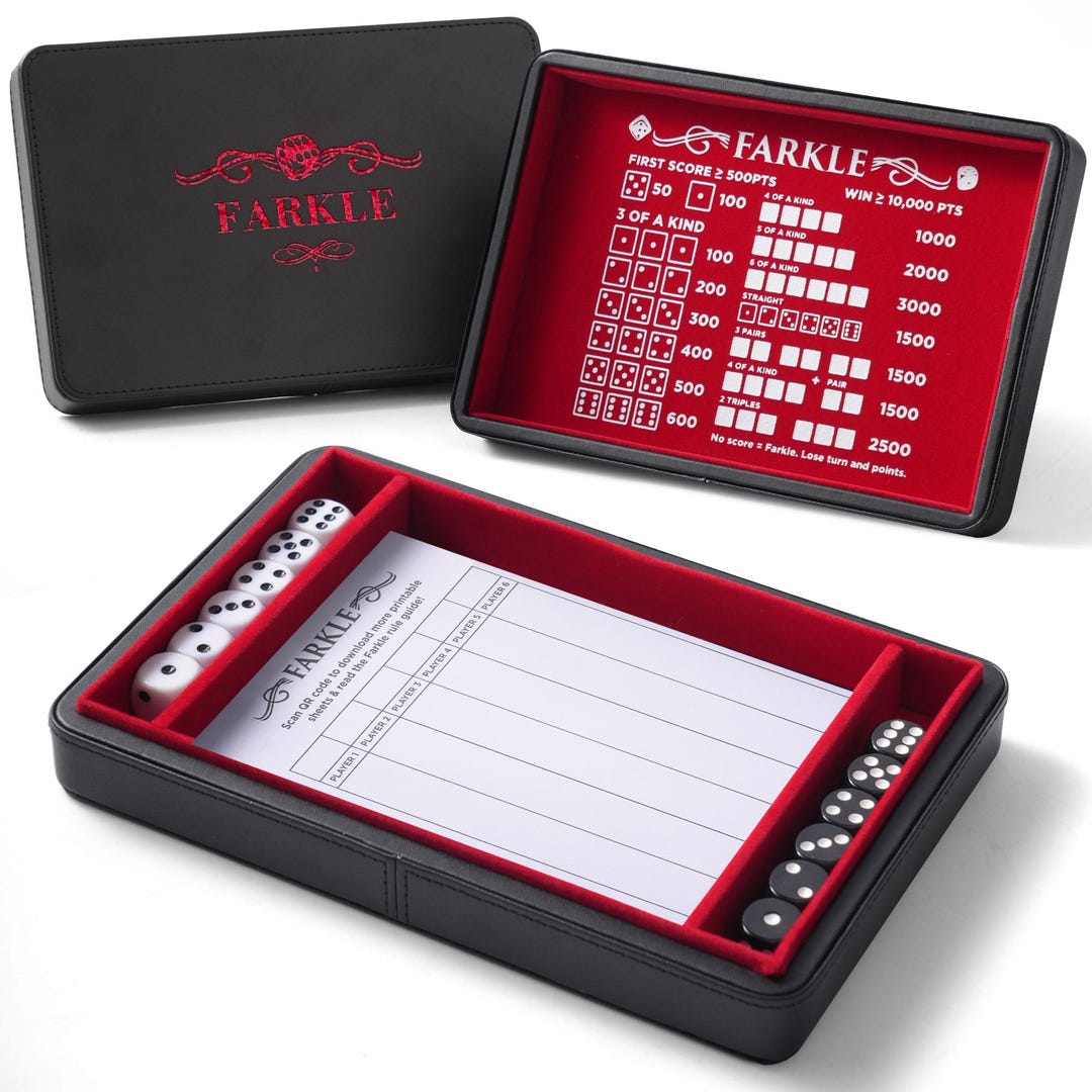 Deluxe Farkle Dice Tray and Storage - Faux Leather Travel Case With ...