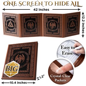 DND DM Screen With 4 Wider Panels - Embossed Faux Leather Celtic Knot ...