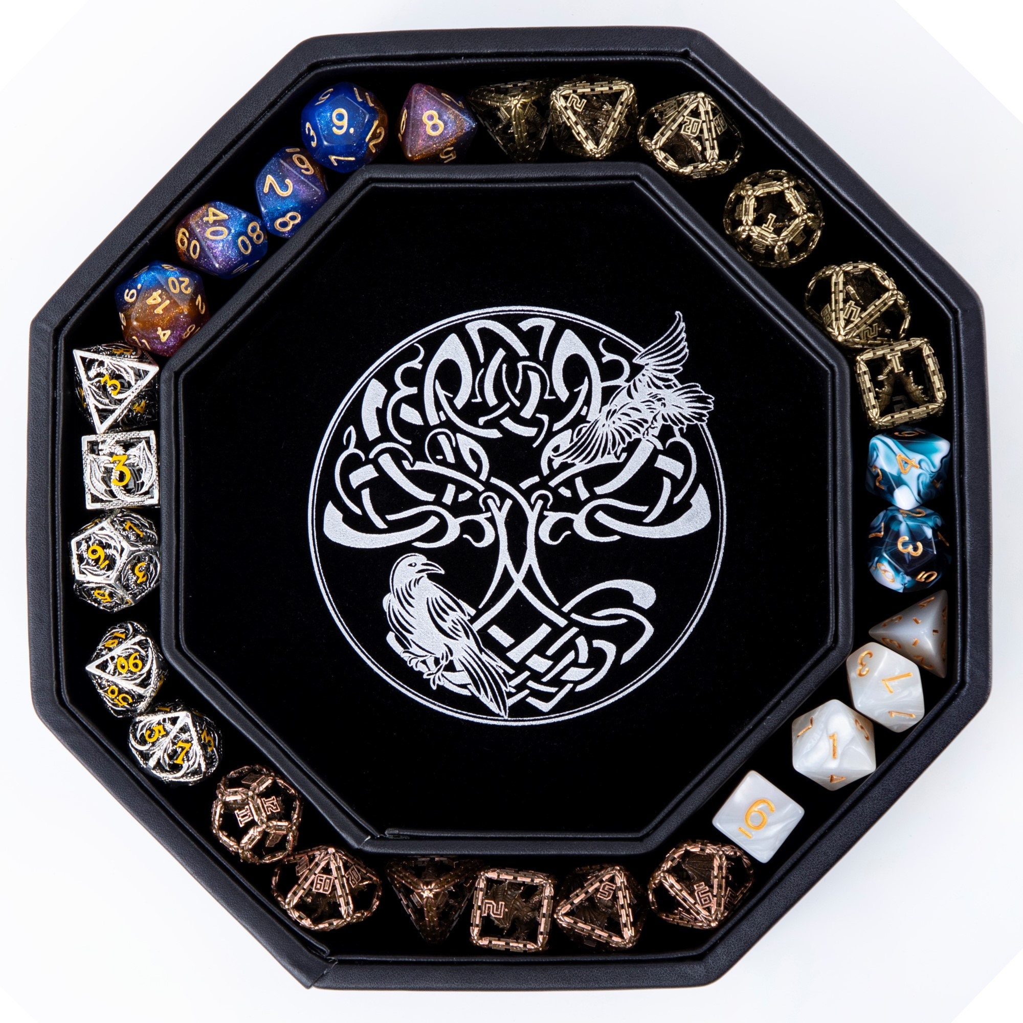 DND Dice Tray Silver Celtic Knot & World Tree - Etsy