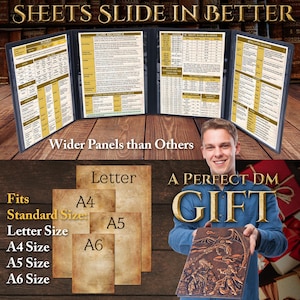 DND DM Screen With 4 Wider Panels - 3D Faux Leather Panoramic Battle ...