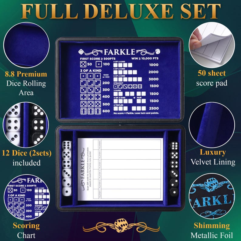 Deluxe Farkle Dice Tray and Storage - Faux Leather Travel Case With ...