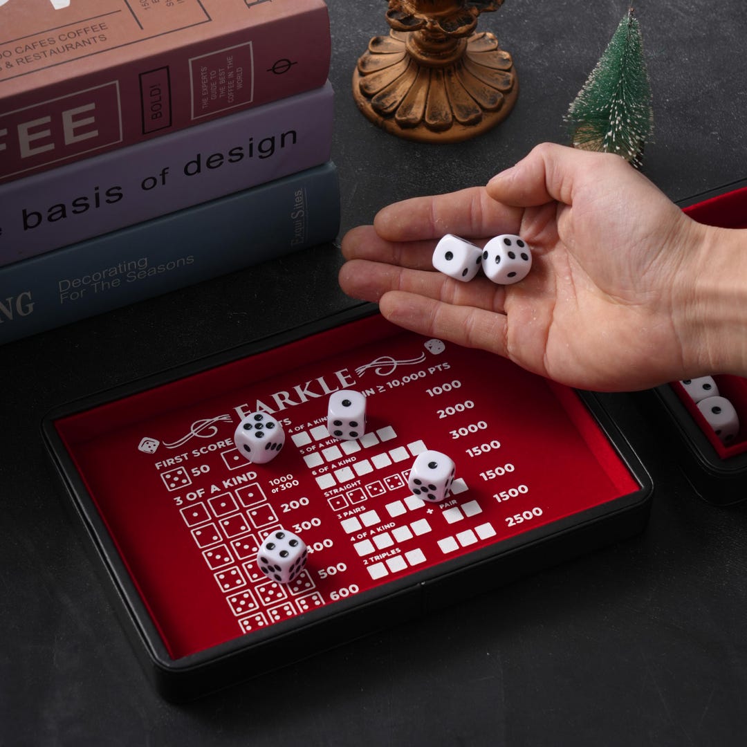 Deluxe Farkle Dice Tray and Storage - Faux Leather Travel Case With ...