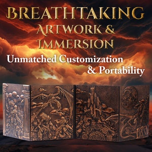 DND DM Screen With 4 Wider Panels - 3D Faux Leather Panoramic Battle ...