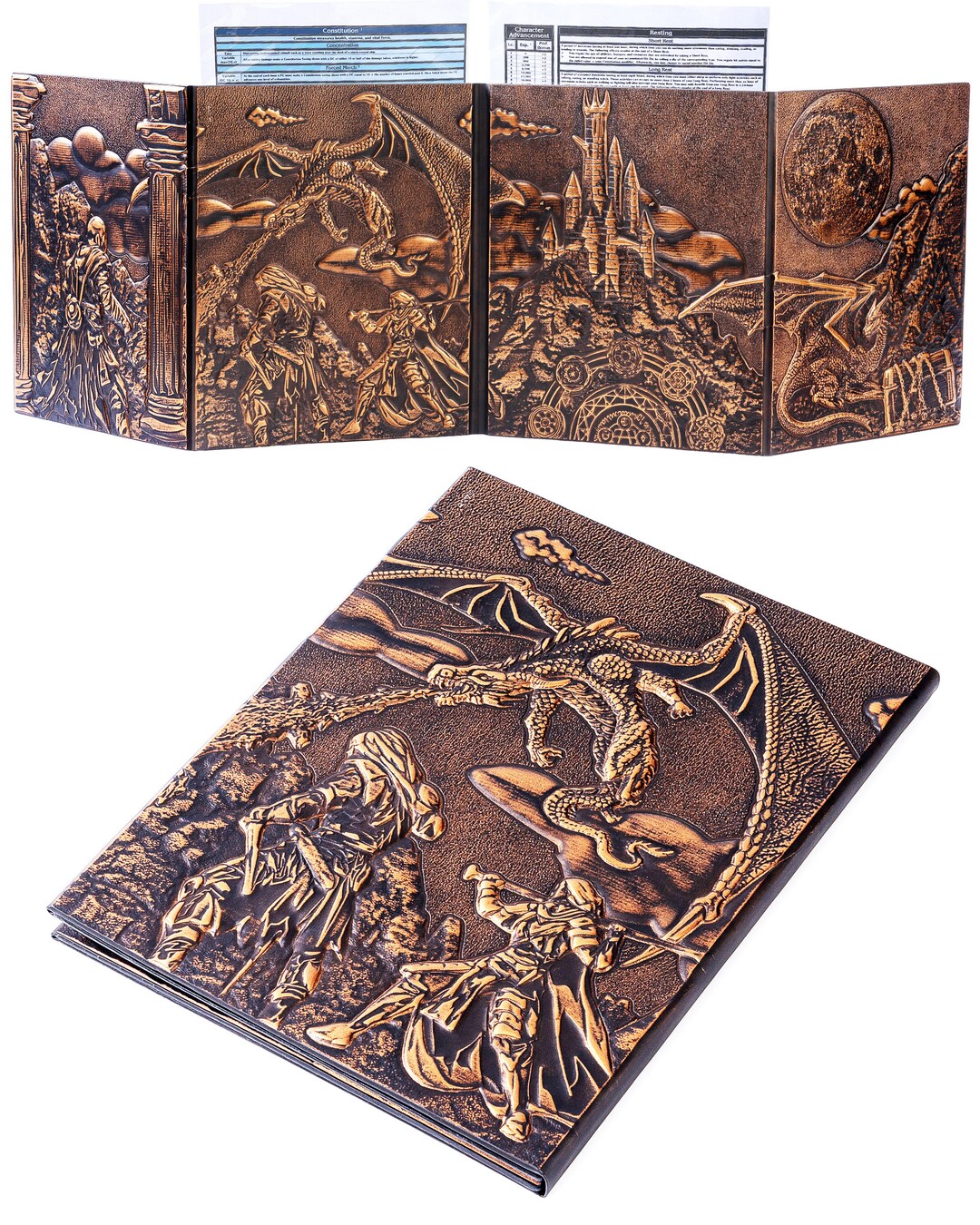 DND DM Screen With 4 Wider Panels 3D Faux Leather Panoramic Battle ...