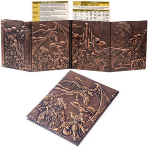 DND DM Screen With 4 Wider Panels 3D Faux Leather Panoramic Battle ...