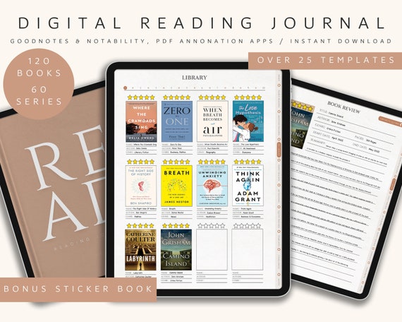 Digital Reading Journal Reading Tracker Reading Journal | Etsy