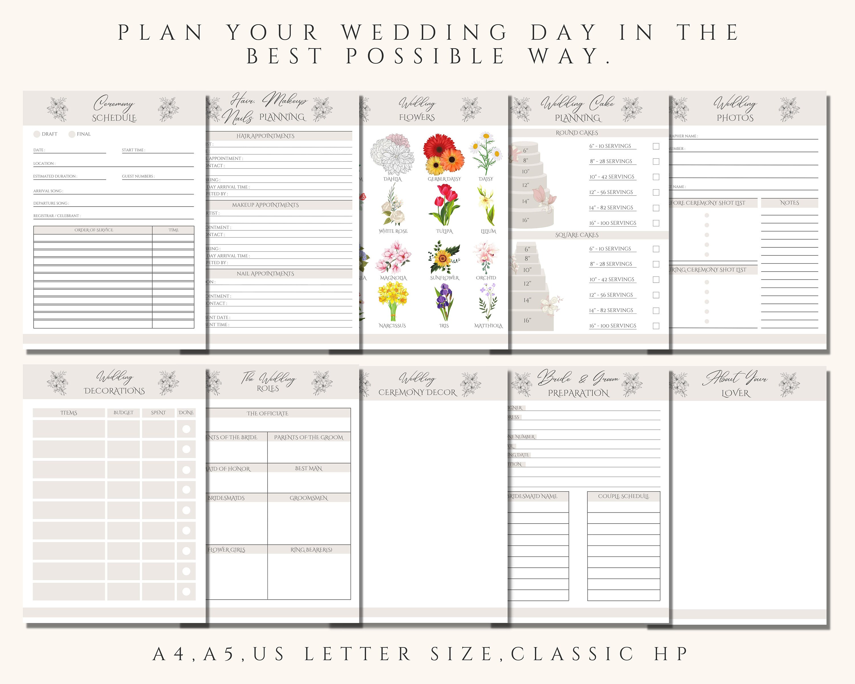 Wedding Planner Printable, Wedding Planning Book, Wedding Plan Bundle ...