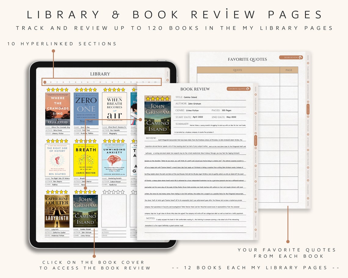 Digital Reading Journal Reading Tracker Reading Journal | Etsy