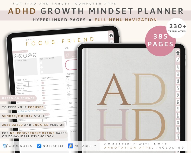 ADHD Growth Mindset Planner Adhd Digital Planner Good Notes - Etsy