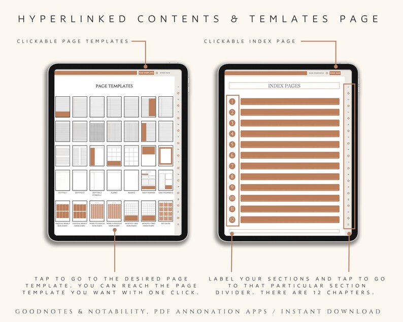 Digital Hyperlinked Notebook Notebook With Tabs for Goodnotes - Etsy