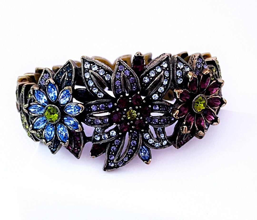 Heidi Daus Boho merci Bou Coup Swarovski Crystal Floral Cuff Bracelet ...