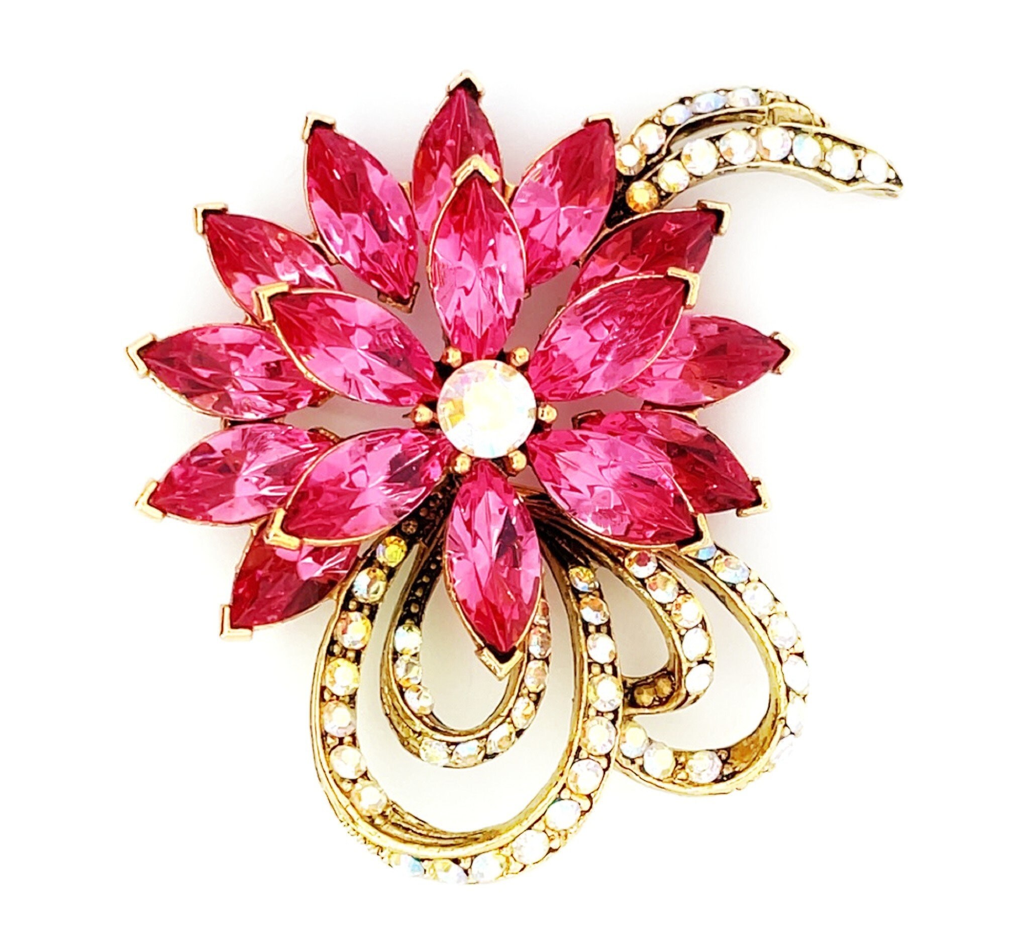 Vintage Pink Weiss Vintage Brooch Pin, Vintage Pink Brooch - Etsy