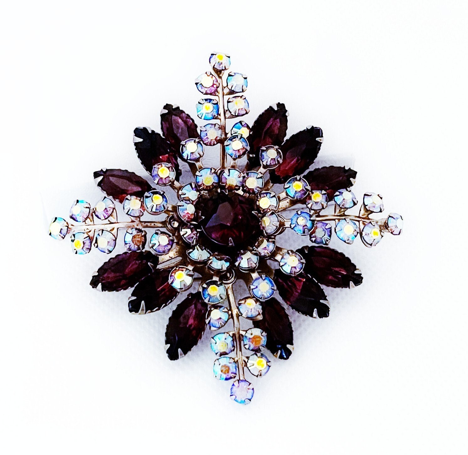 Vintage Purple Amethyst Rhinestone Brooch Pin Vintage Brooch - Etsy