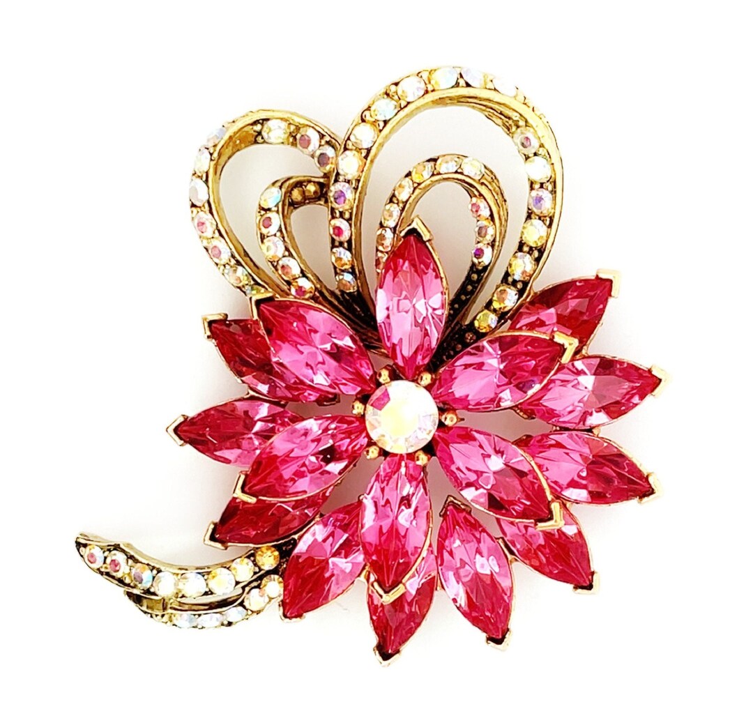 Vintage Pink Weiss Vintage Brooch Pin, Vintage Pink Brooch - Etsy