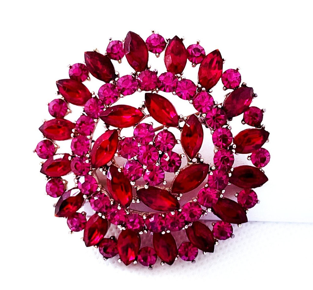 Vintage Ruby Red Pink Weiss Rhinestones Brooch, Weiss Brooch - Etsy