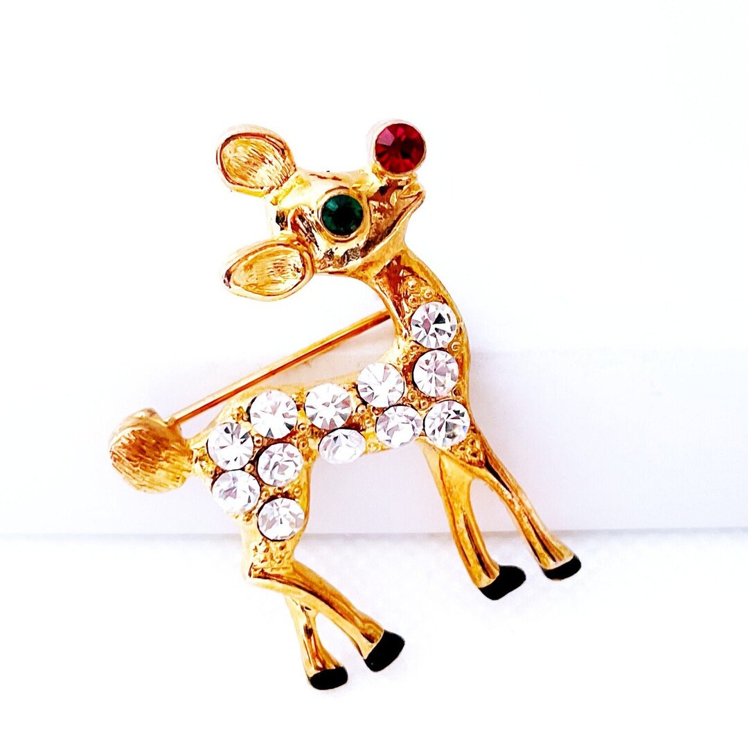 Vintage Eisenberg Rudolph the Reindeer Christmas Brooch Pin, Christmas ...