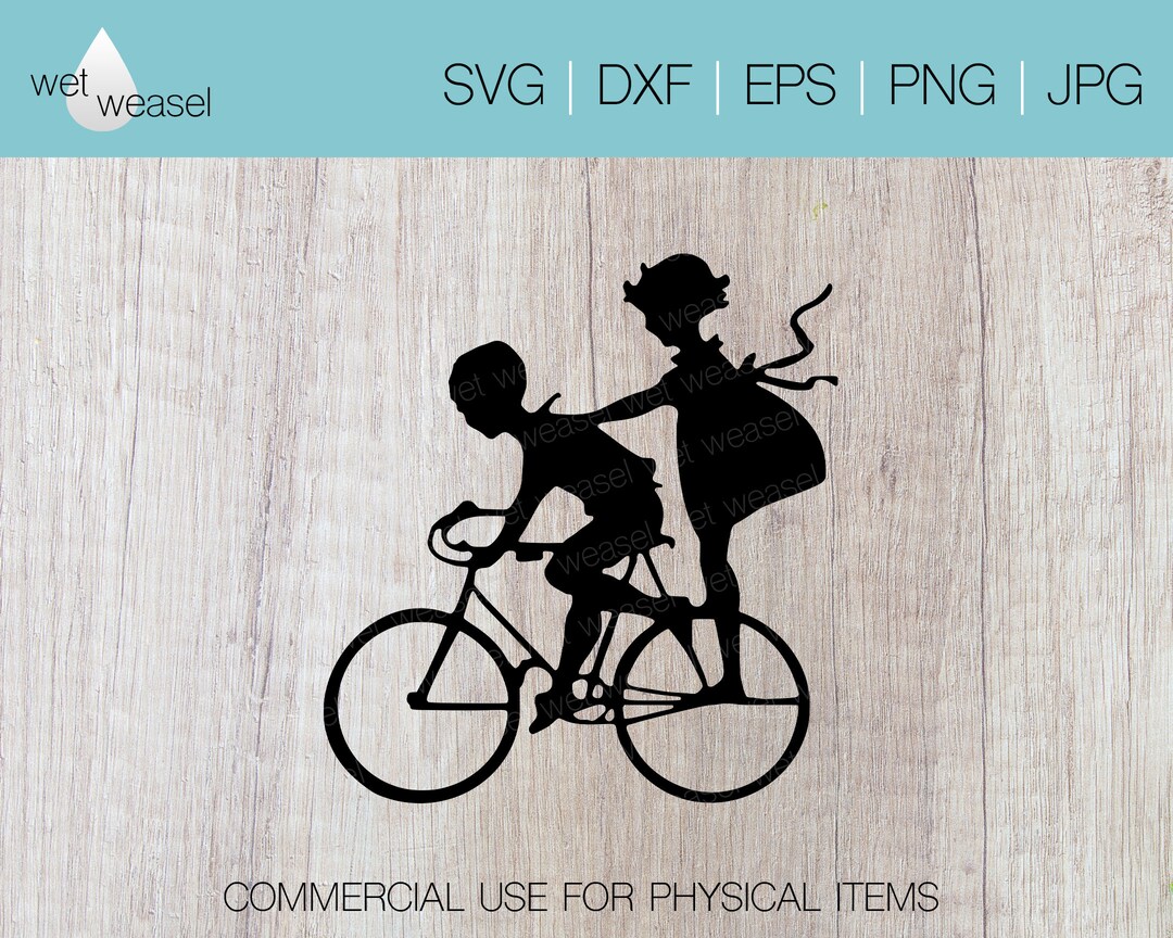 Children on Bicycle Digital File - Svg, Png, Dxf, Eps, Jpg, Cricut - Etsy