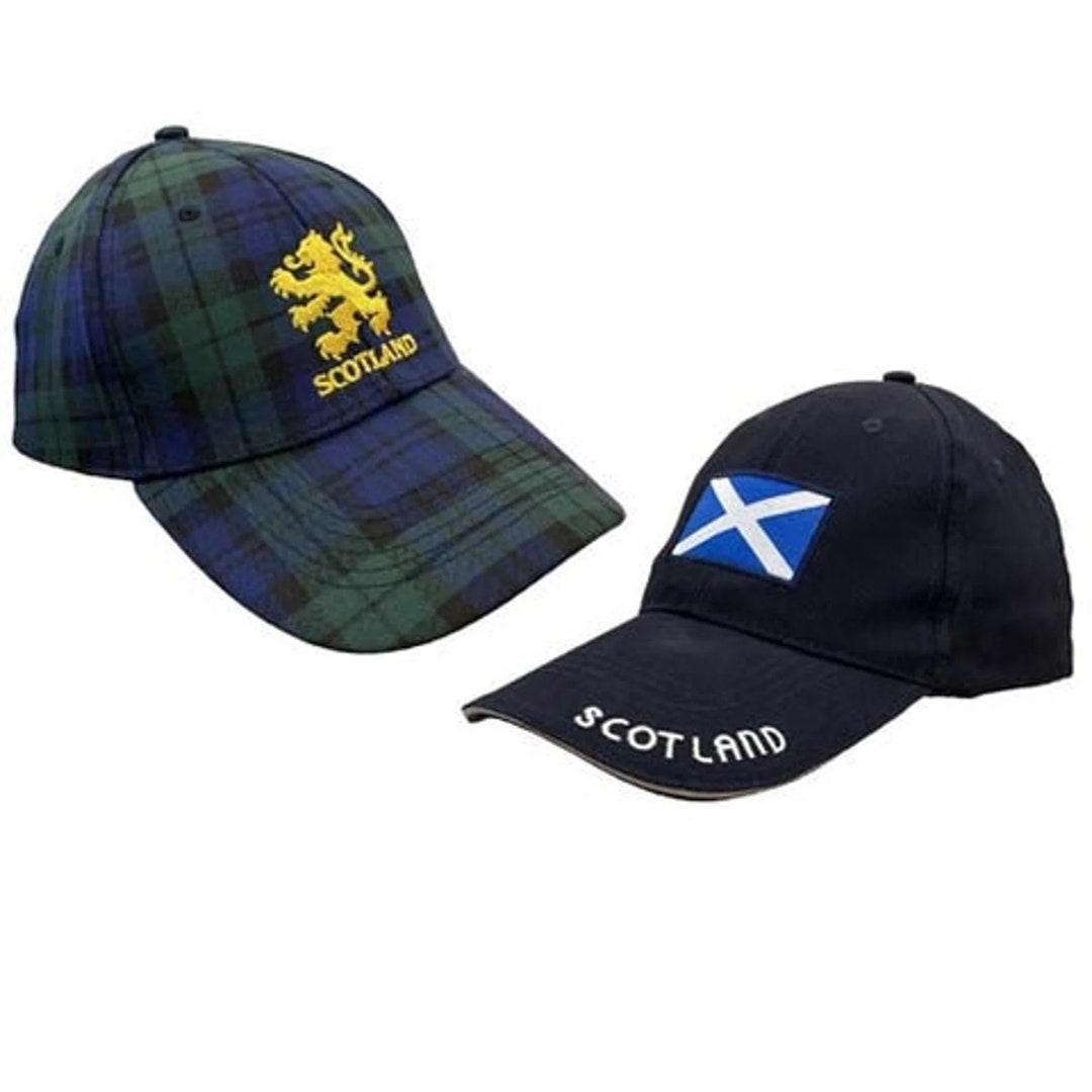 Adults 5 Panel SCOTLAND Baseball Caps, Tartan With Scottish Lion ...
