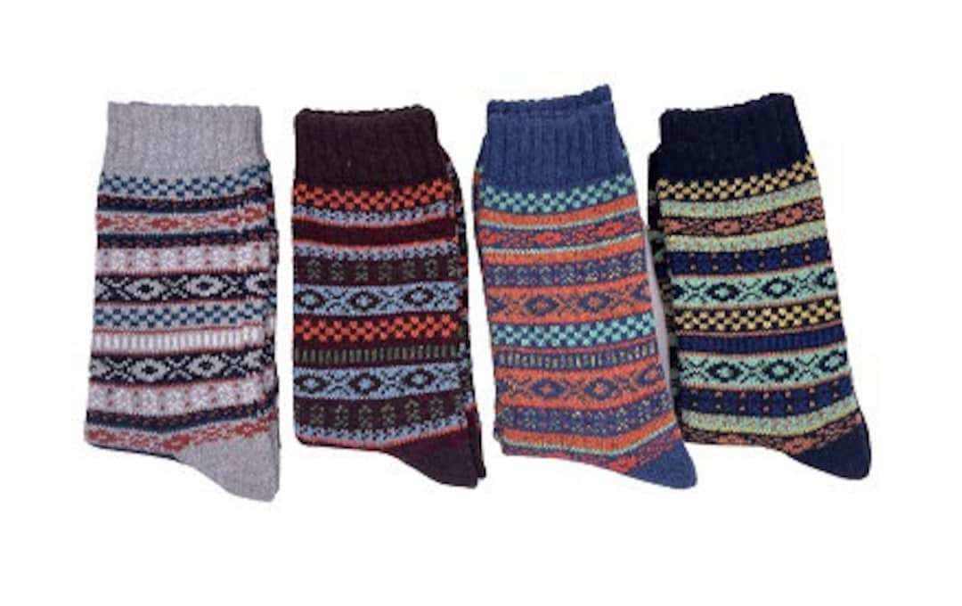 Mens Patterned Norwegian SOCKS, Soft, Colourful, Nordic Style Design ...