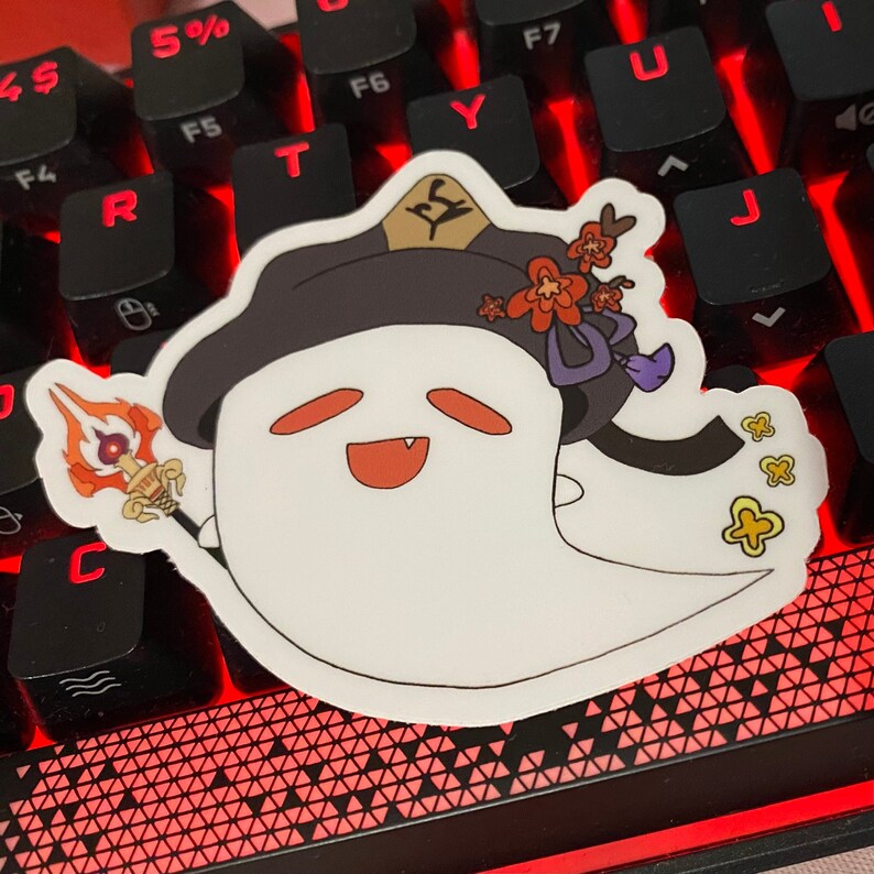 Genshin Impact Boo Tao Hutao Ghost Sticker Staff of Homa Weapon Sticker ...