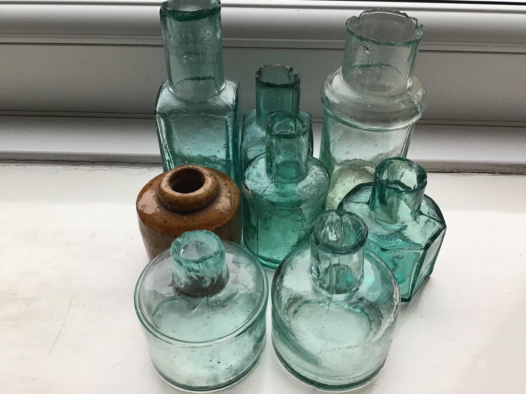 Victorian Ink Jars 1890s Glass Inkwell Antique Writing Pen Pot Vintage ...