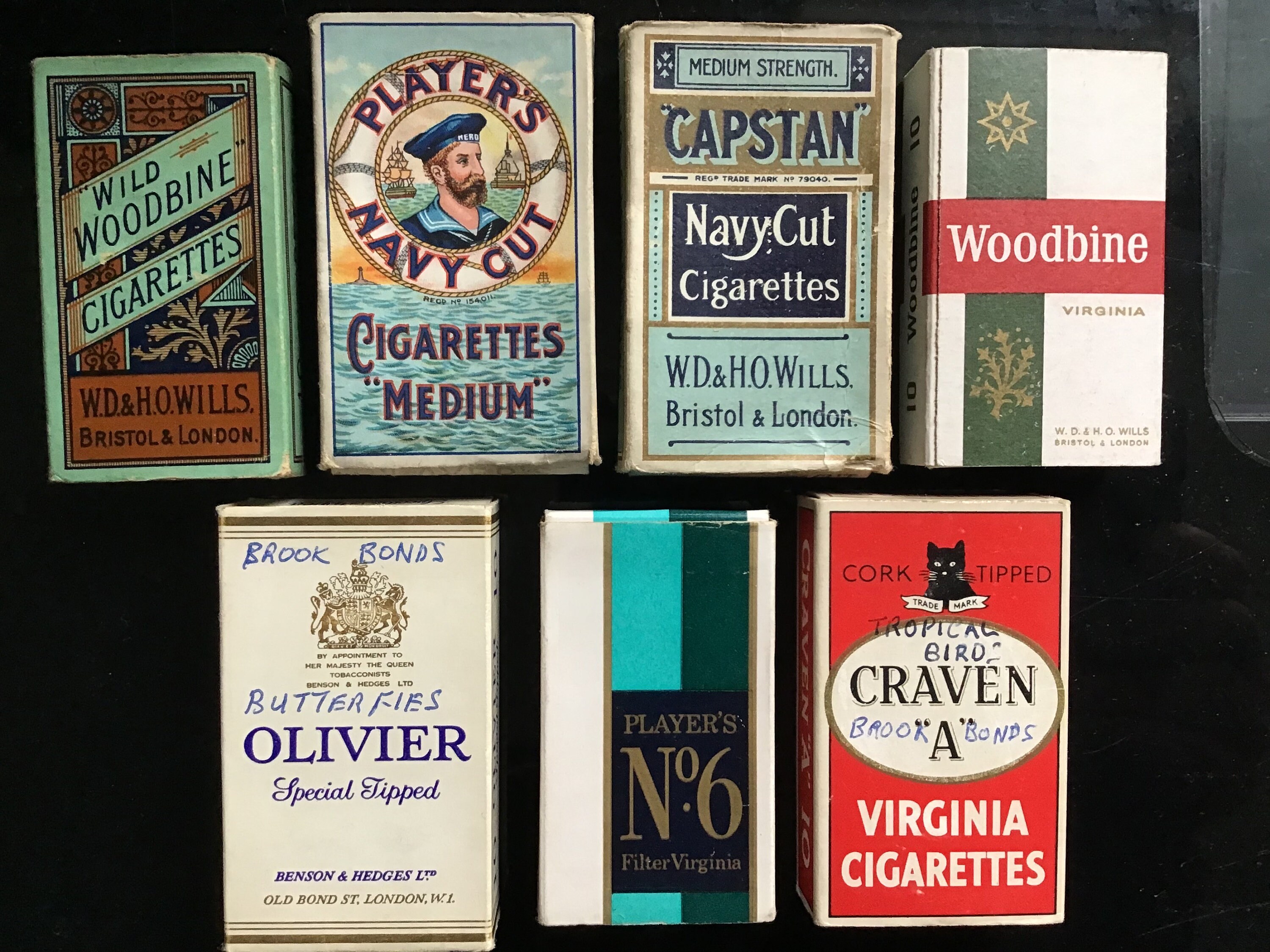 Vintage Cigarette Packets, Wills Woodbine, Craven A , Capstan, Oliver ...