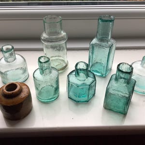 Victorian Ink Jars 1890s Glass Inkwell Antique Writing Pen Pot Vintage ...