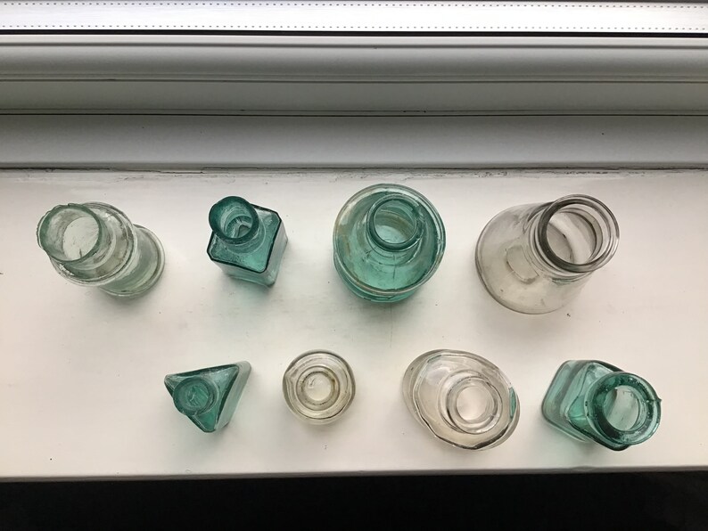 Victorian Ink Jars 1890s Glass Inkwell Antique Writing Pen Pot Vintage ...