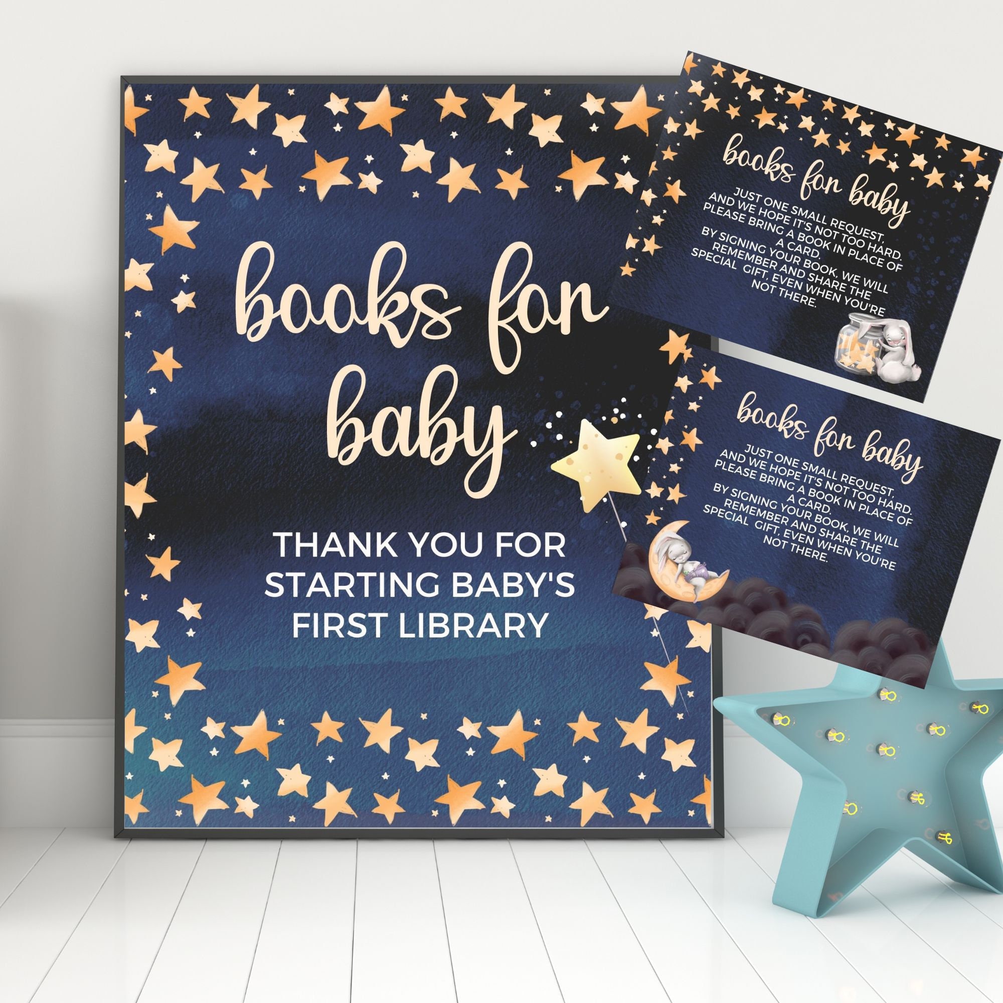 Stars in the Night Sky Baby Shower Sign, Navy Blue Baby Shower, Baby ...